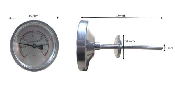 THERMOMETER: Tri Clamp - 1/1.5" (0-120°C) (32-250°F) – Liquid Solutions